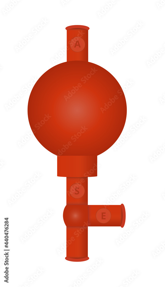 Vector scientific illustration of red rubber suction bulb, safety ...
