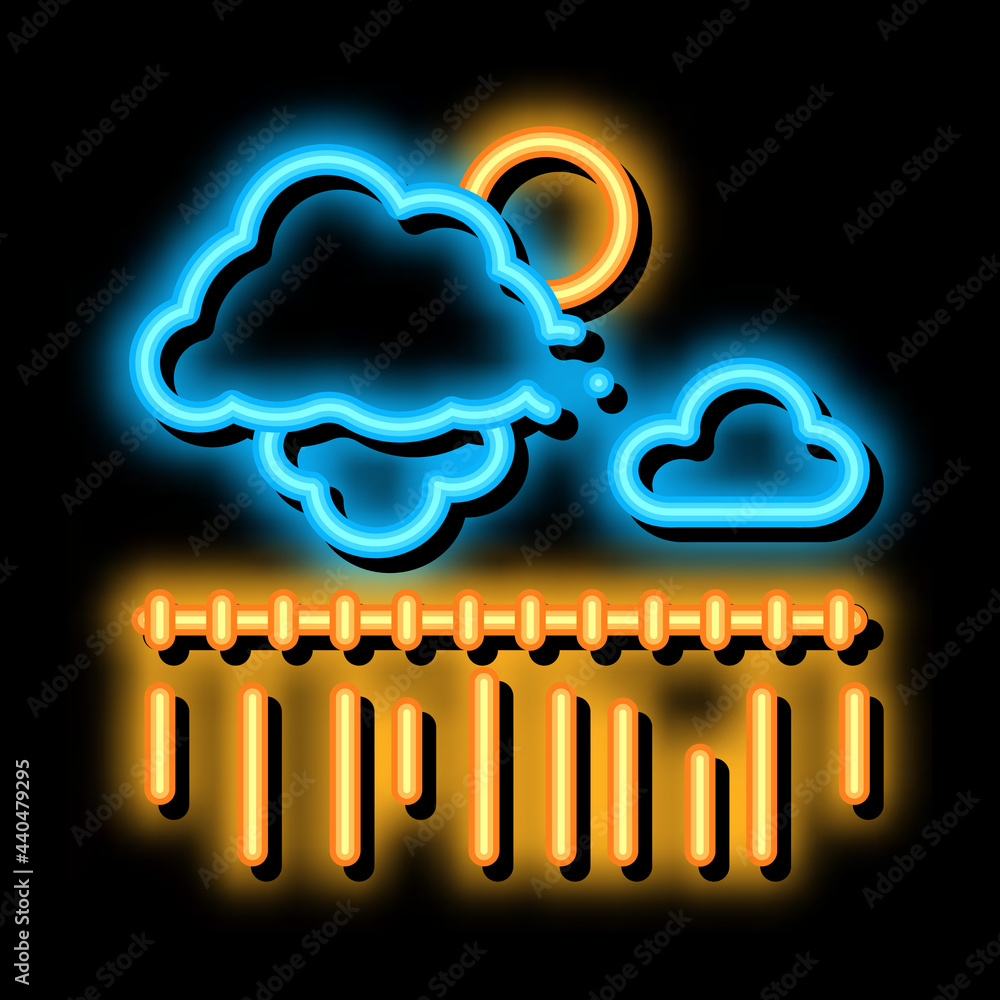 bad weather wheat field neon light sign vector. Glowing bright icon bad ...