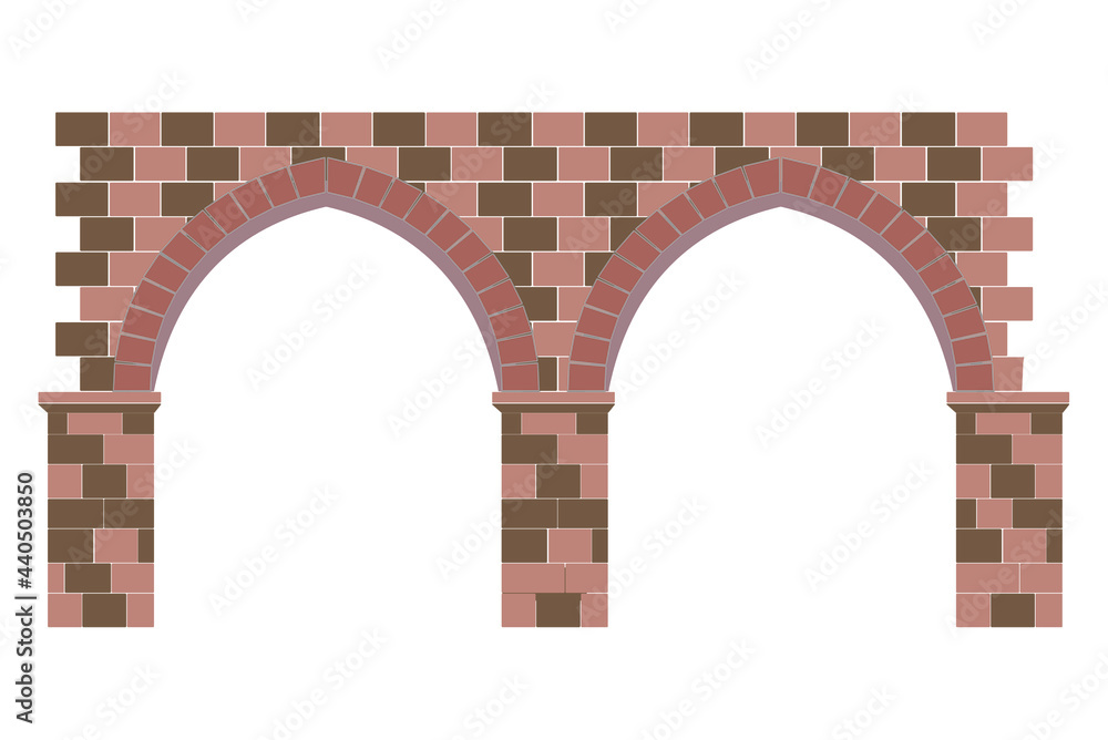 Brick arches. Masonry icons in flat style. Vector illustration on a ...