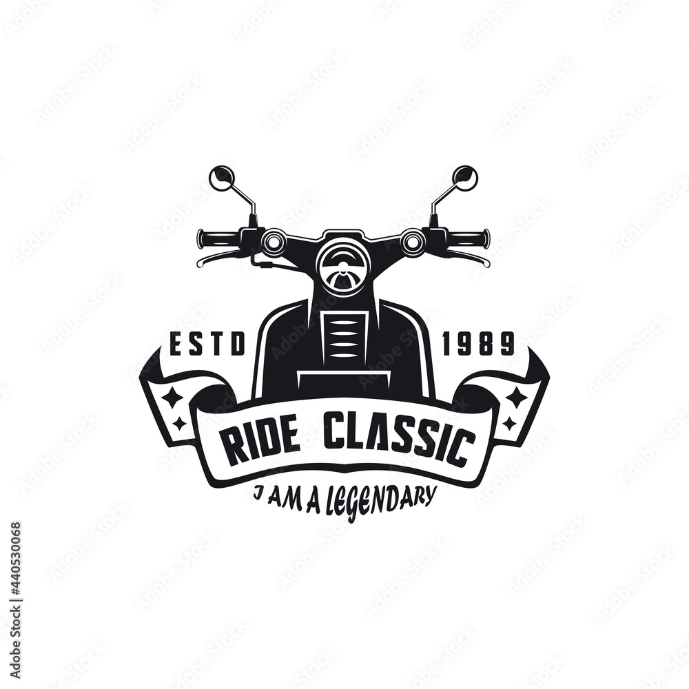 vintage classic motorcycle logo design monochrome,emblem,ride logo ...