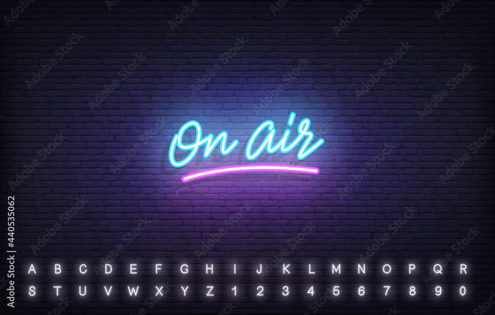 On Air neon template. Glowing neon lettering On Air sign Stock Vector ...