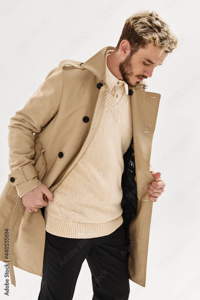 handsome man autumn coat fashion modern style posing Stock Photo ...
