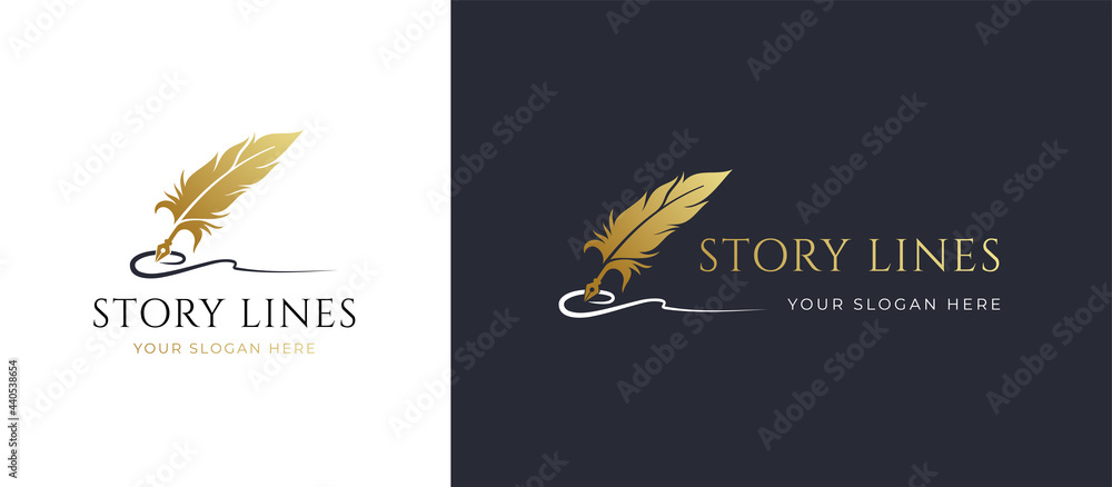 quill signature line logo design Stock Vector | Adobe Stock
