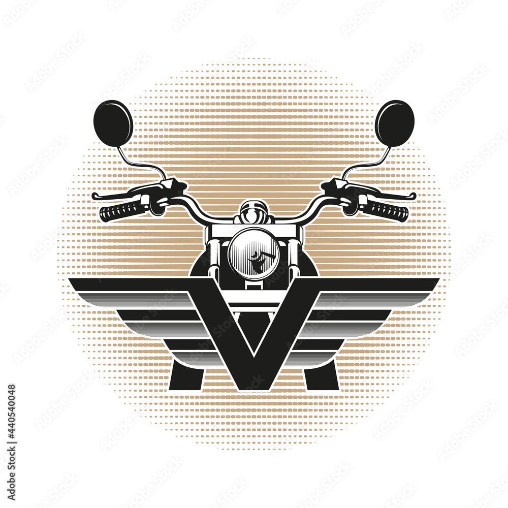 Motorbike with letter M. Motorcycle club emblem template. Stock vector ...