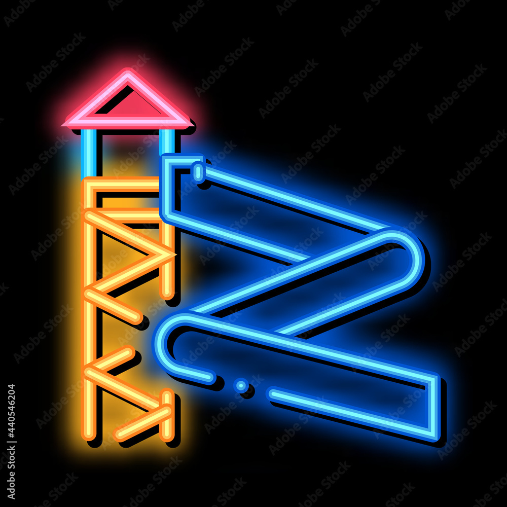 water slide neon light sign vector. Glowing bright icon water slide ...