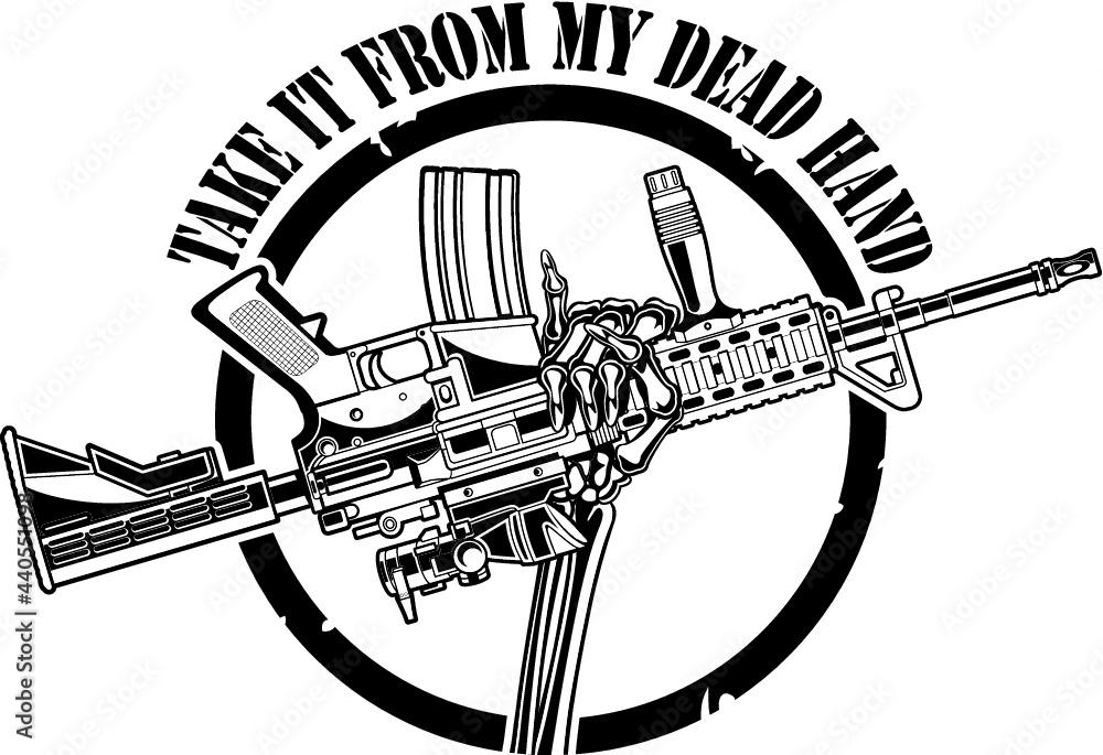 human skeleton hand holding ar15 assault rifle Stock Vector | Adobe Stock