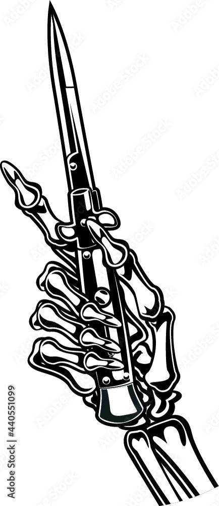 human skeleton hand holding switchblade knife Stock Vector | Adobe Stock