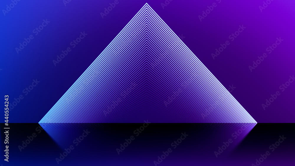 Abstract blue background Reflective with light shapes pyramid. Stock ...