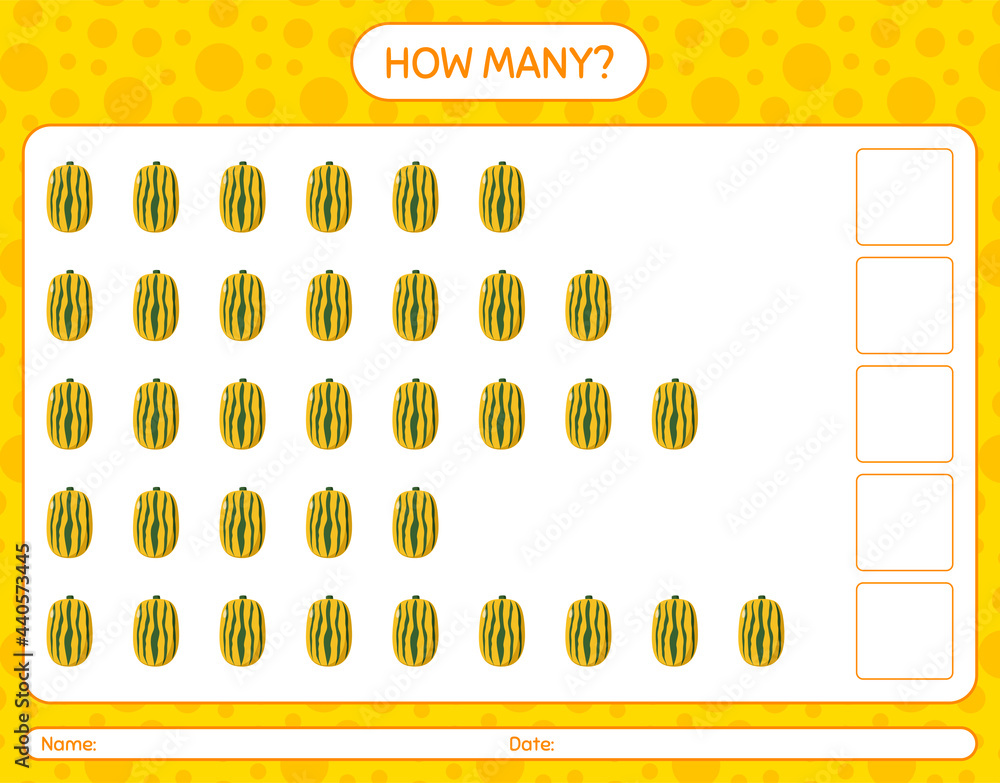 How many counting game with delicata squash. worksheet for preschool ...