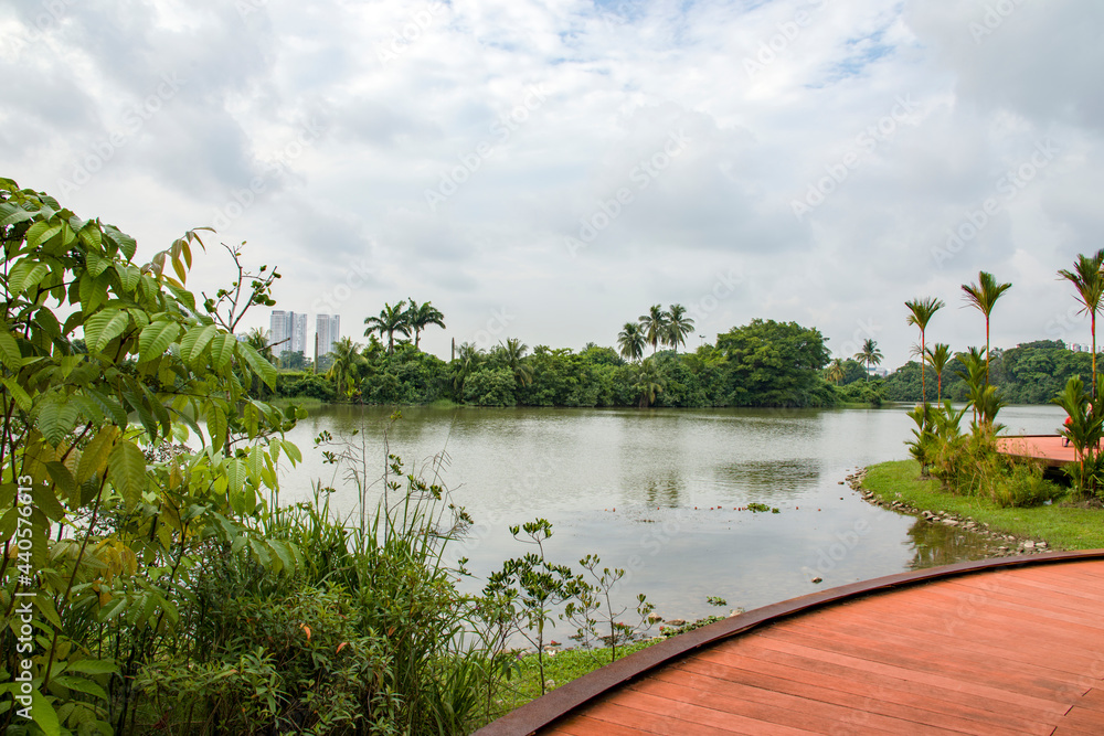 The Rasau Walk in Jurong Lake Gardens. A meandering boardwalk along the ...