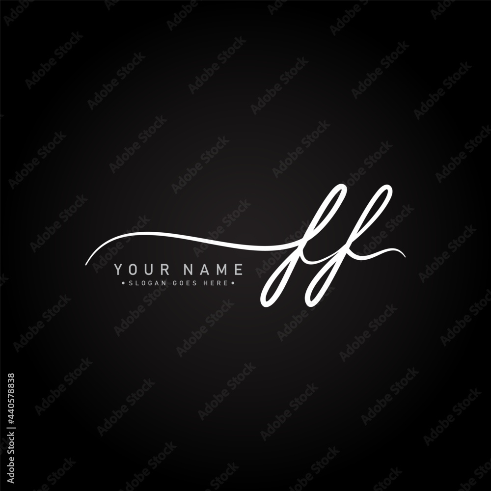 Initial Letter FF Logo - Handwritten Signature Style Logo Stock Vector ...