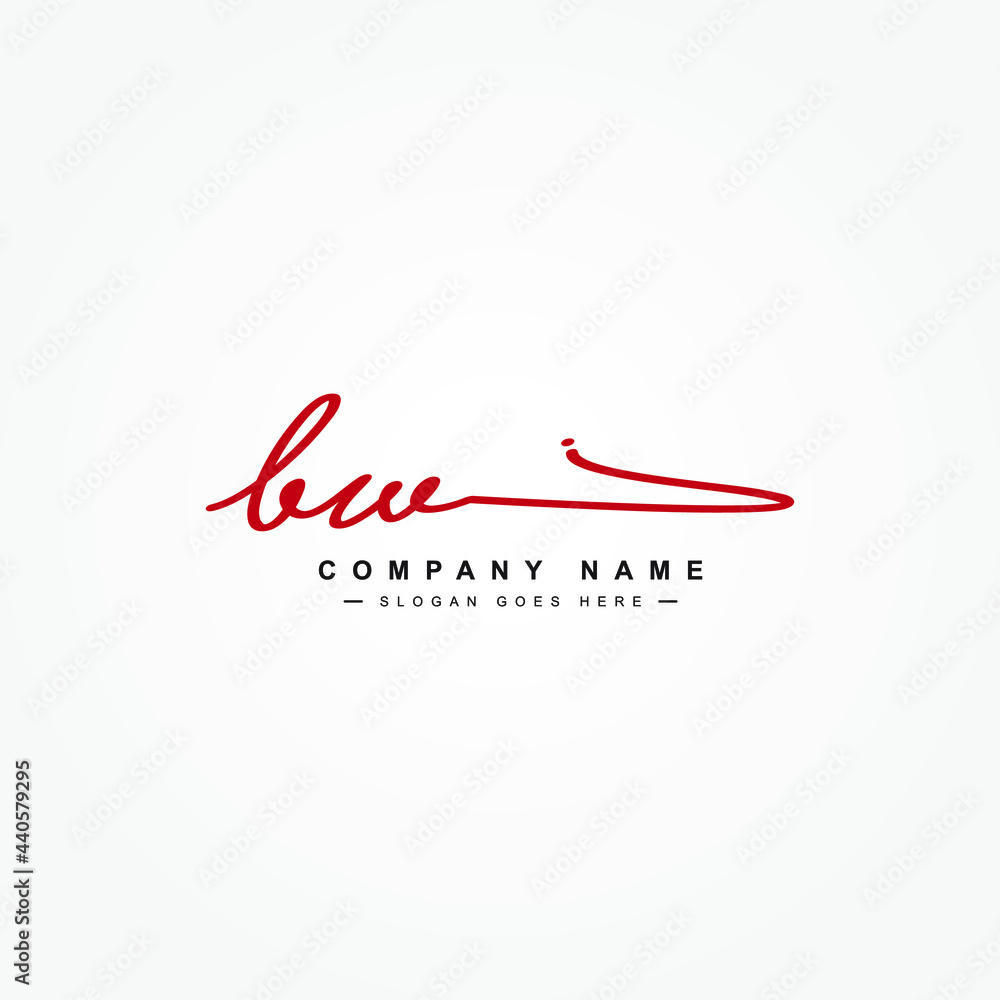 Initial Letter BW Logo - Handwritten Signature Style Logo Stock Vector ...