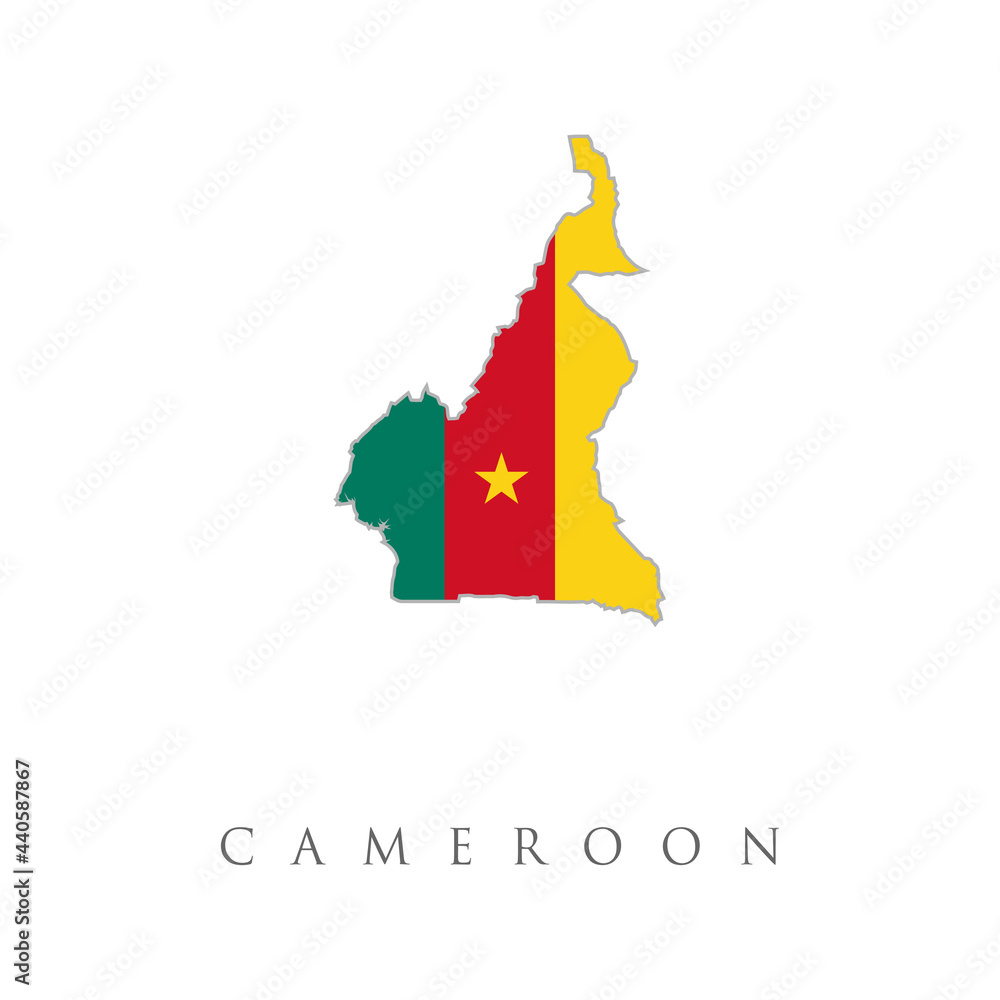 Cameroon Country Flag Inside Map Contour Design Icon Logo Cameroon