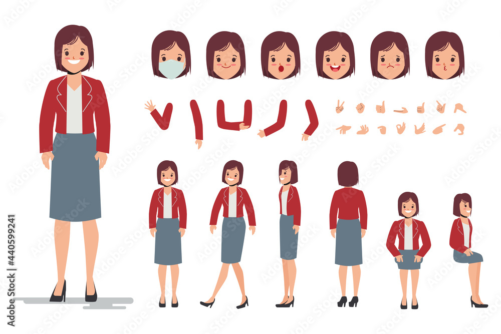 Young woman character creation design for Animation cartoon flat design ...