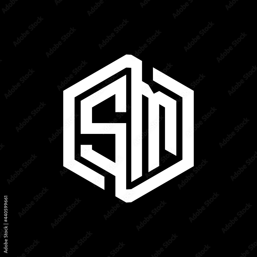 SM letter logo design with black background in illustrator, vector logo ...