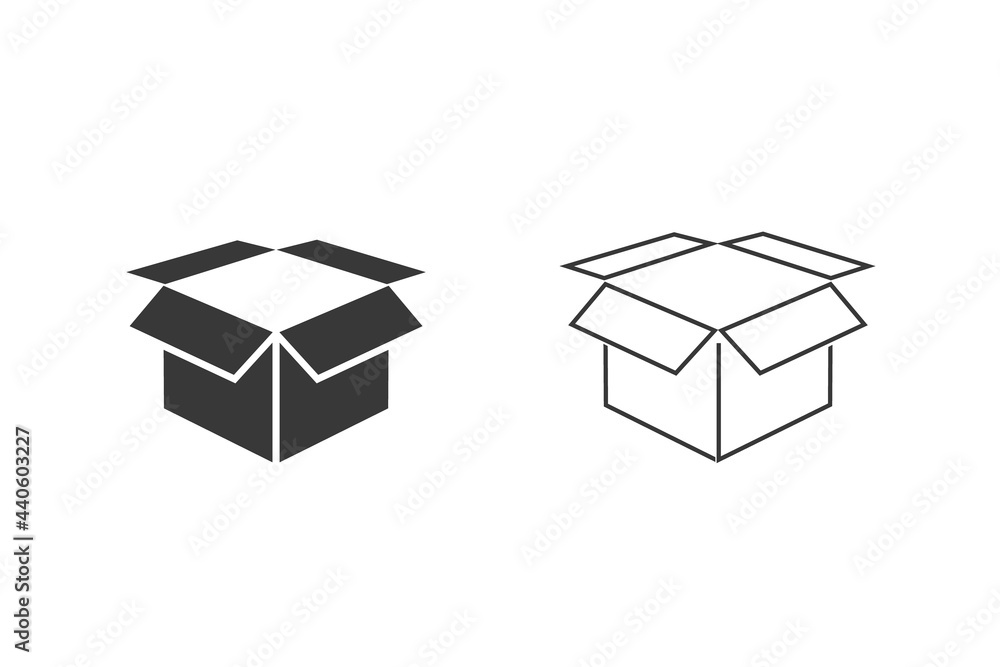Vector illustration with Open Box icon set vector. Package sign Stock ...