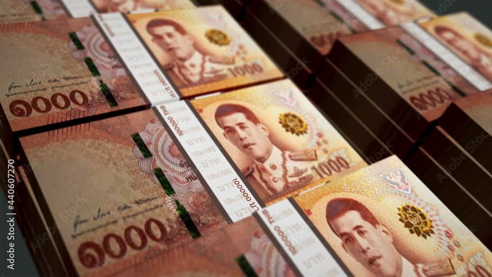 Thai Baht money pack loop 3d animation. Loopable seamless concept of ...