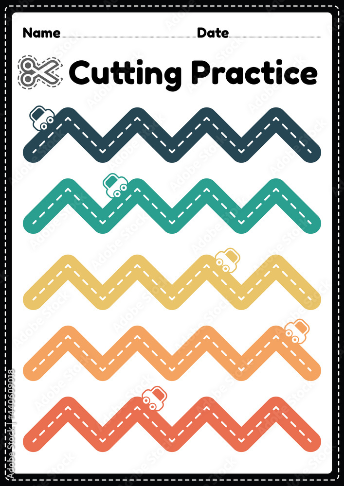 Cutting actives for preschool and kindergarten kids to cut the paper ...
