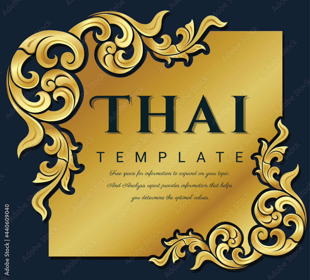 Decorative Thai traditional art frame for invitations, frames, menus ...