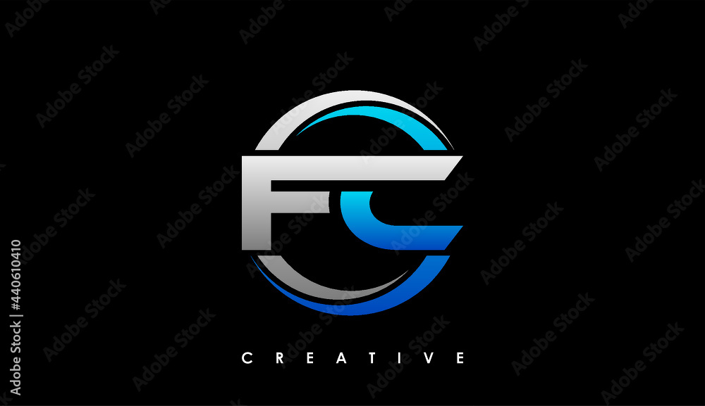 Vetor de FC Letter Initial Logo Design Template Vector Illustration do ...