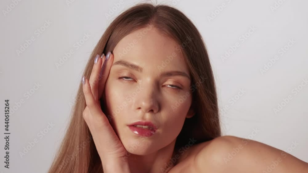 Beauty modeling. Face photo shoot. Cosmetics advertising. Professional ...