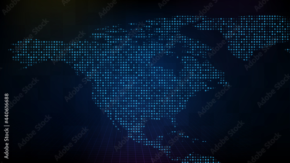 abstract futuristic technology background of blue digital NA north ...