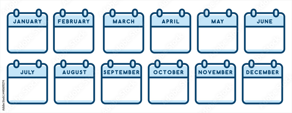 Calendar mounts isolated vector icons on white background. Week ...