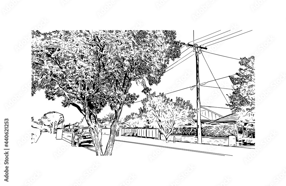 Building view with landmark of Geelong is the city in Australia. Hand ...