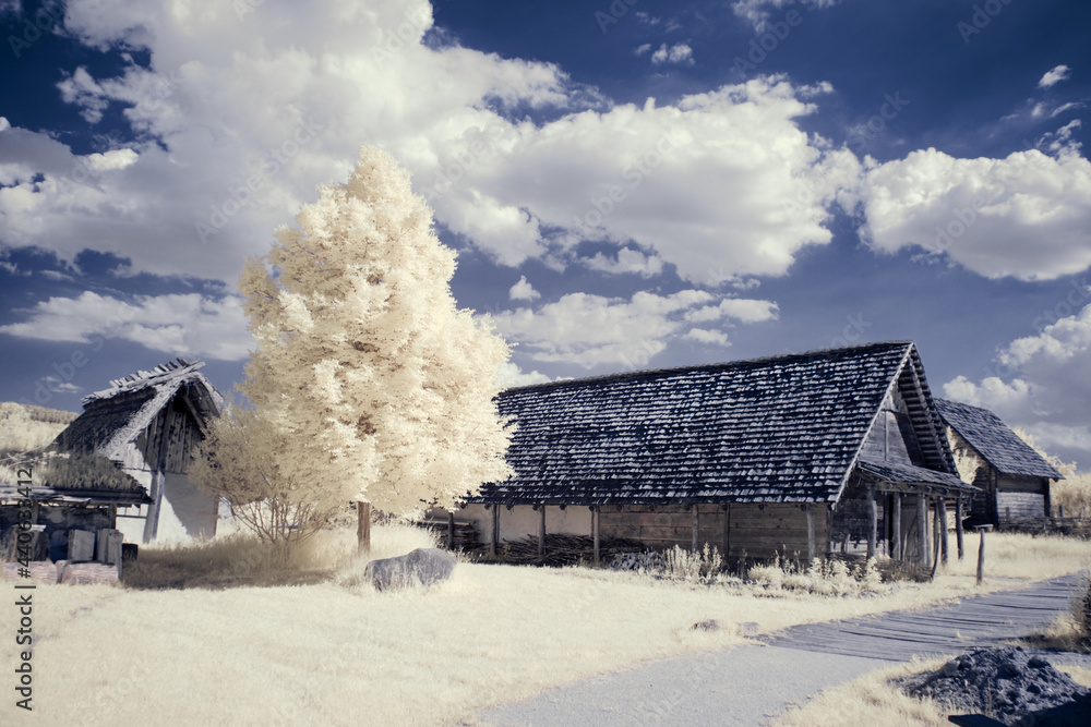 infrared photography - surreal ir photo of landscape with trees under ...