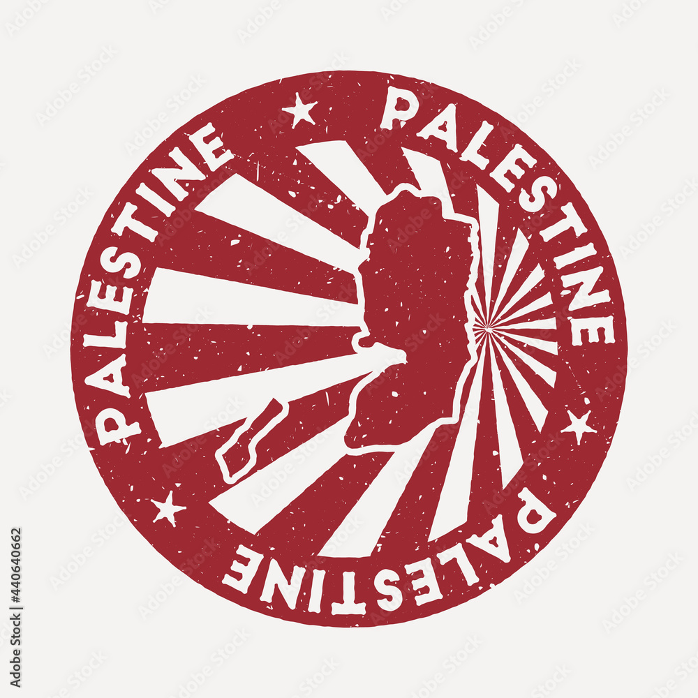 Palestine stamp. Travel red rubber stamp with the map of country ...