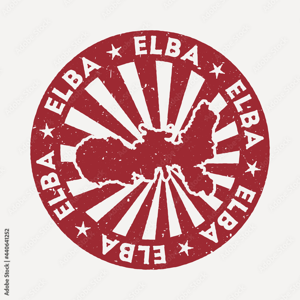 Elba stamp. Travel red rubber stamp with the map of island, vector ...