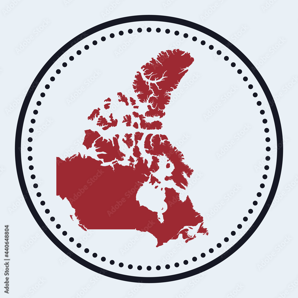 Canada round stamp. Round logo with country map and title. Stylish ...