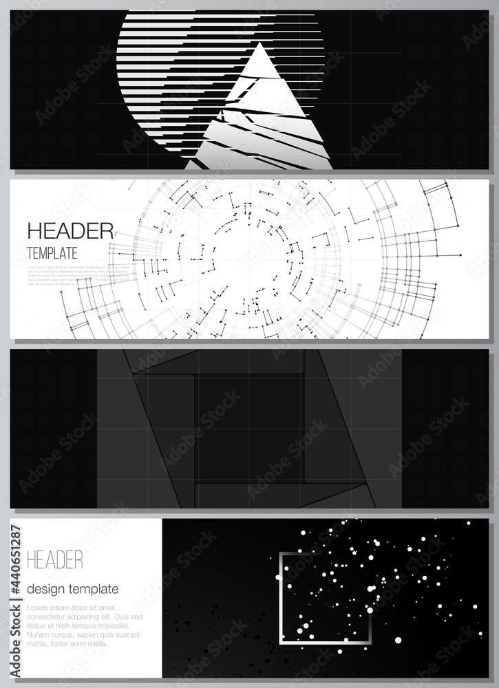 Vector layout of headers, banner templates for website footer design ...