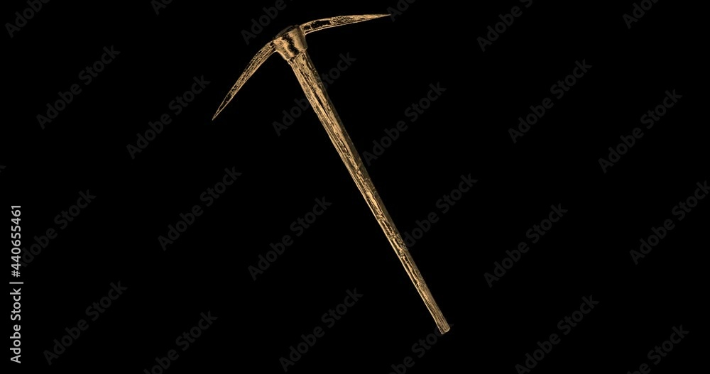 Stockvideo Gold pickaxe was used as a combat weapon in ancient times ...
