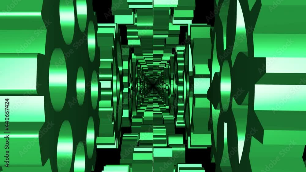 Rotating Gears 3D Tunnel. Moving in a tunnel made of rotating gears. 3D ...