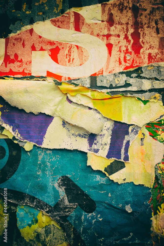 Old ripped torn posters grunge texture background creased crumpled ...