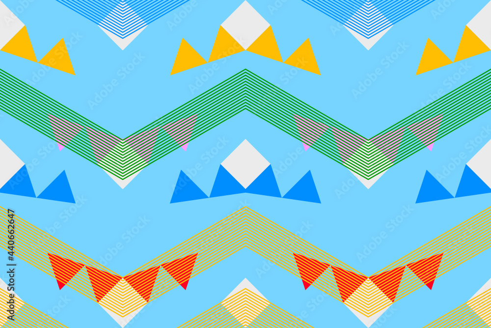 Geometric green shape and yellow color bohemian fabric pattern, design ...