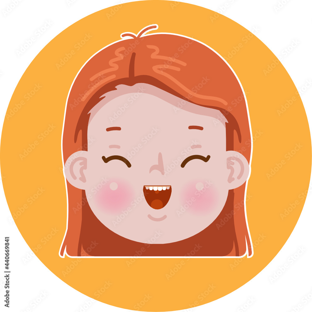 Cute red hair girl head head smiley face and curly hair. Stock Vector ...