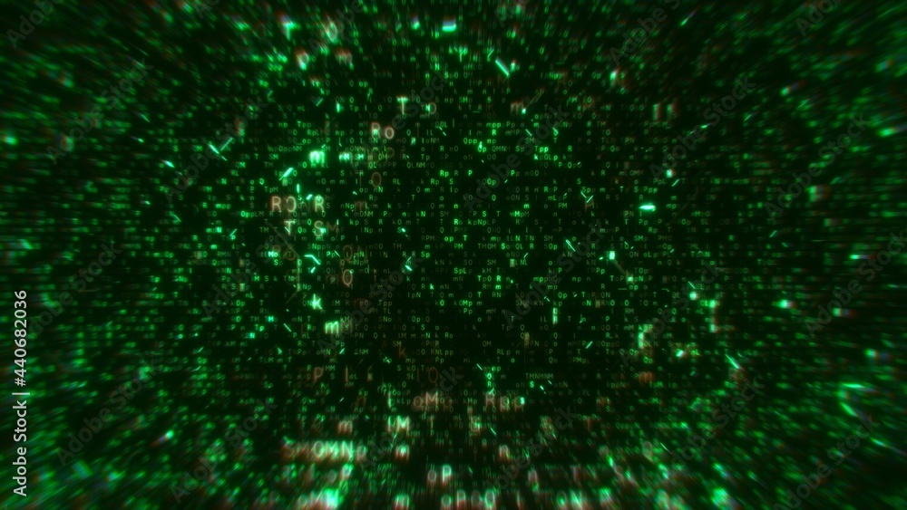 Abstract green crypto mining chaos hex code glitch background ...