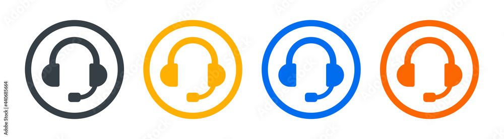 Headset icon set. Vector illustration. Stock Vector | Adobe Stock