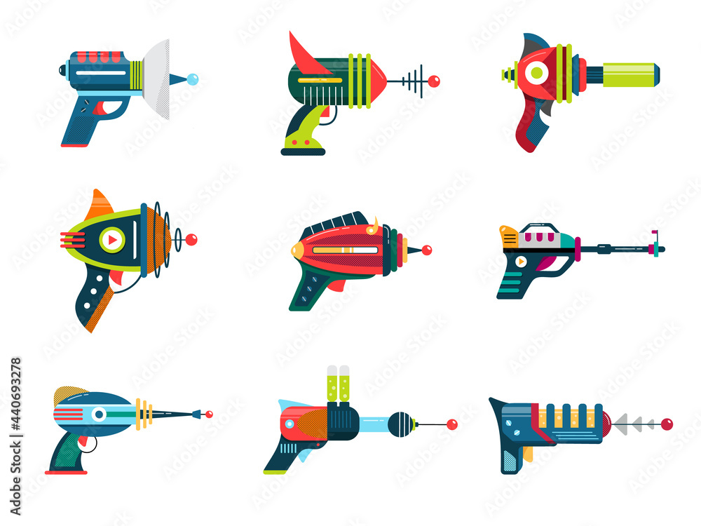 Cartoon blaster laser gun vector weapon set Stock Vector | Adobe Stock