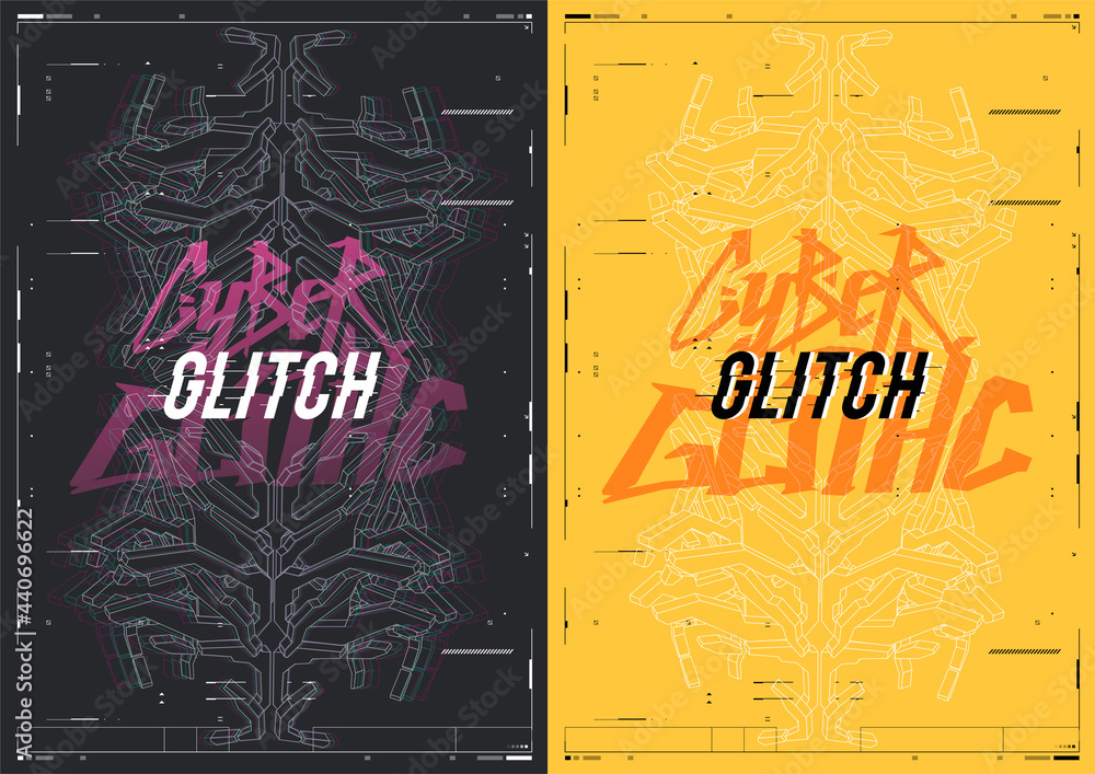 Tech Abstract poster template with HUD elements. cyber culture, Modern ...