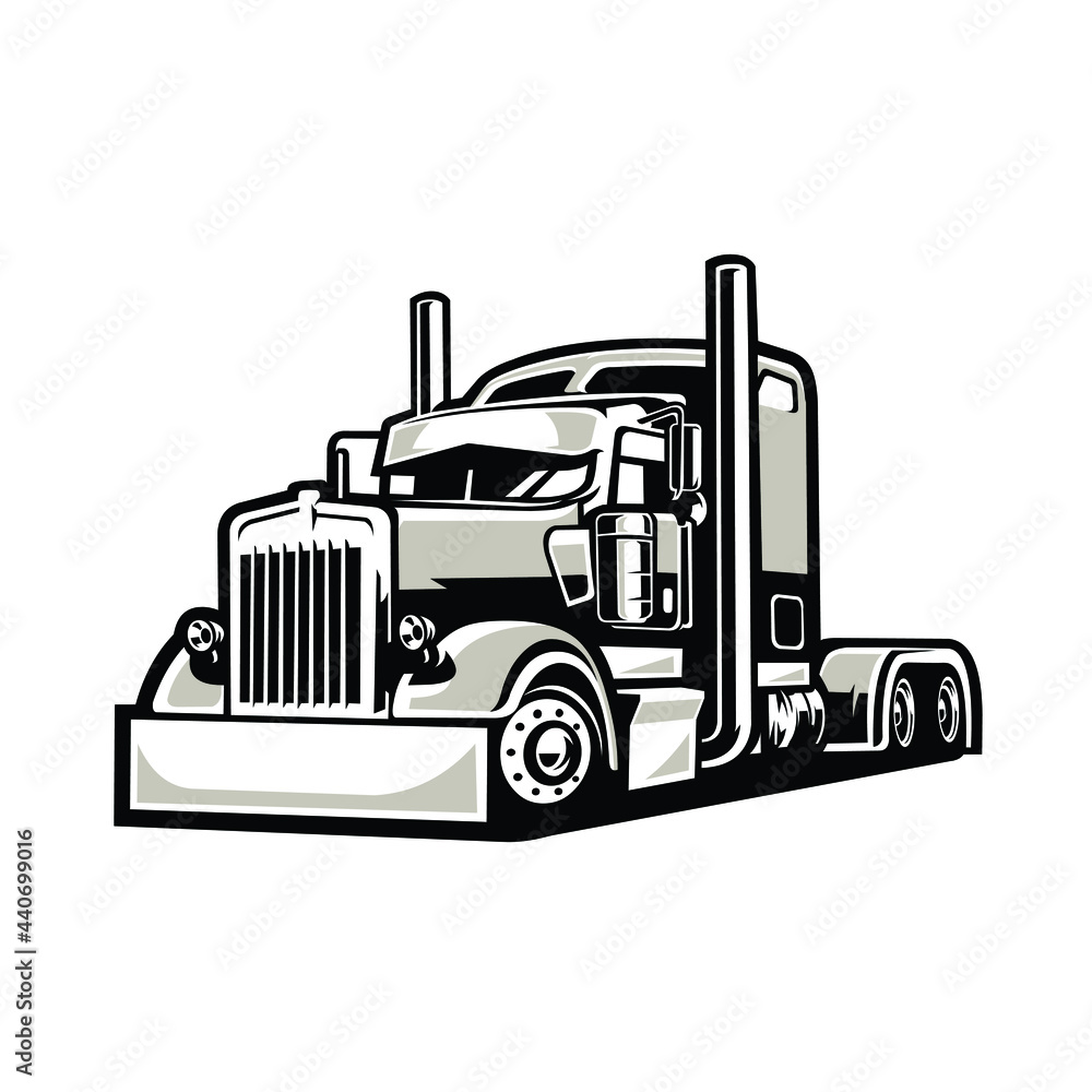 Trucking vector. American Semi truck 18 wheeler vector isolated Stock ...