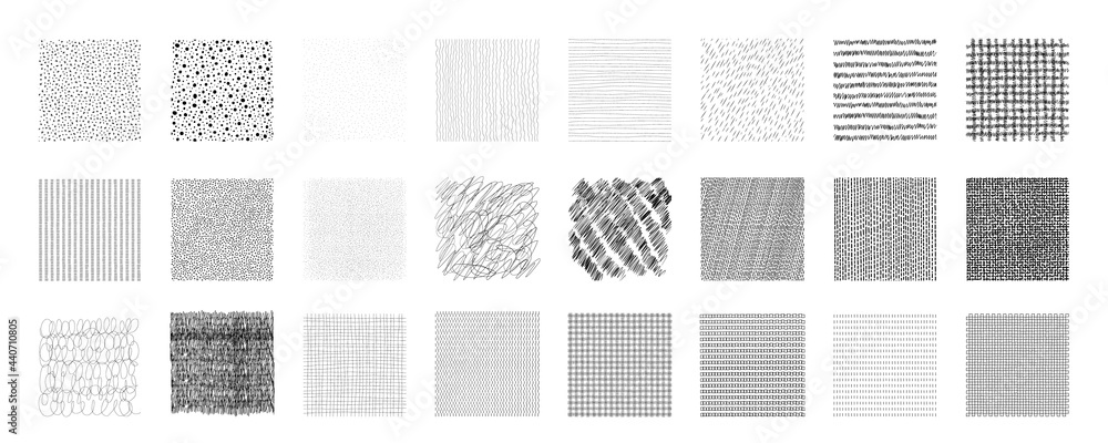 Set of black vector illustrations of abstract hand drawn square ...
