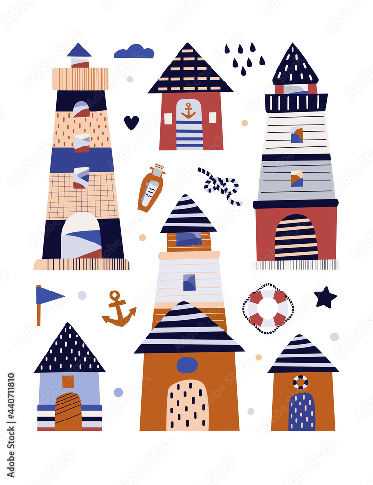 Vector illustration. Poster on the marine theme. Sailboat on the waves ...