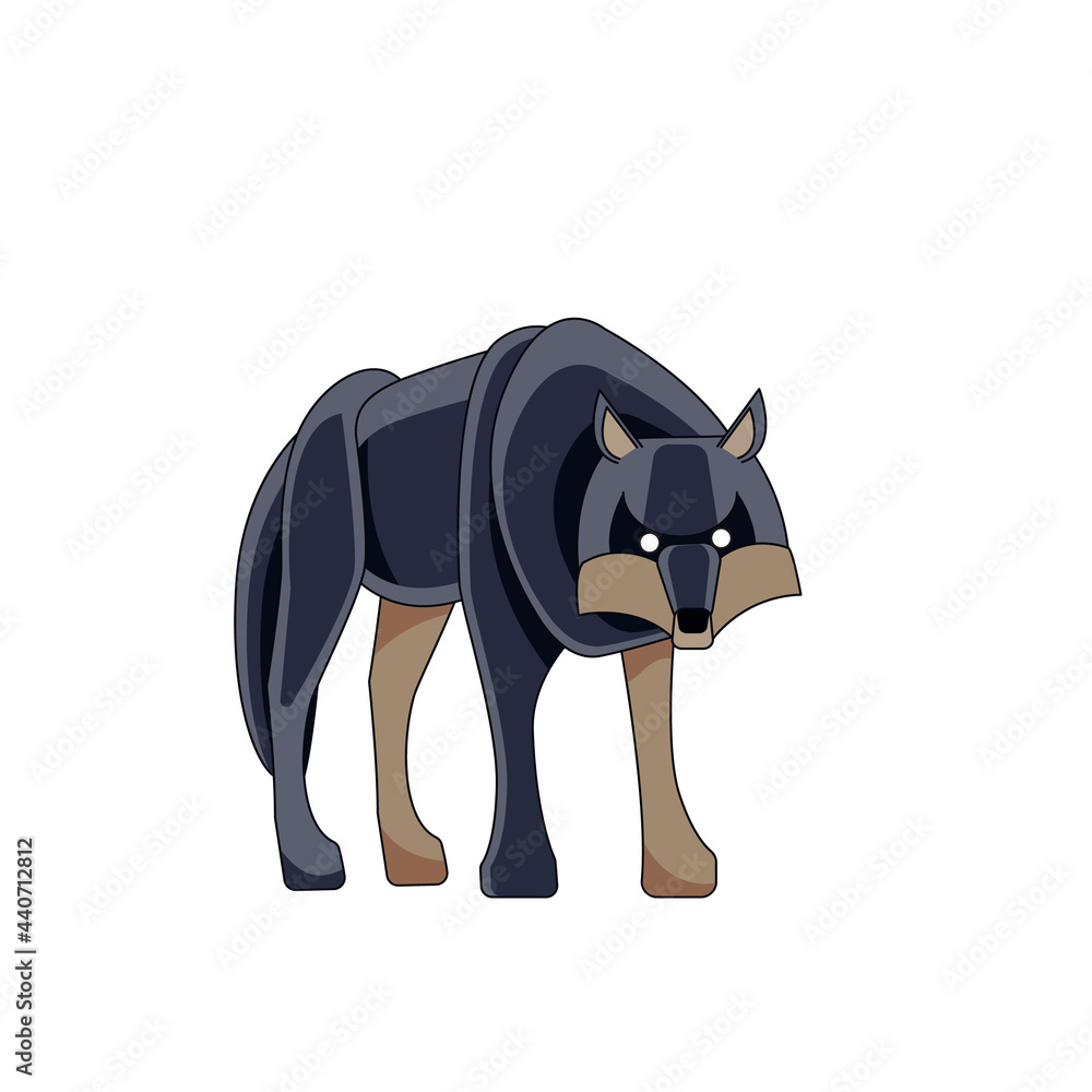 Big Wolf looks and walks straight. Cartoon character of a dangerous ...