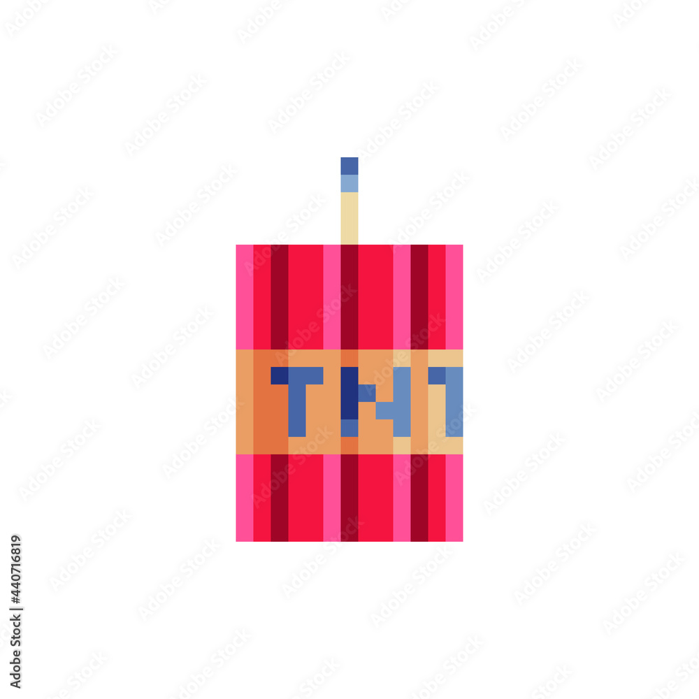 16-bit TNT pixel art style icons set, bombs and explosive, red dynamite ...