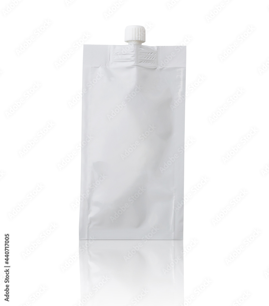 Blank white cosmetic cream sachet with plastic cap isolated on white ...