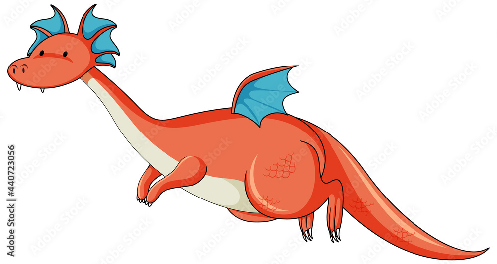 Cute dragon flying cartoon character isolated on white background Stock ...