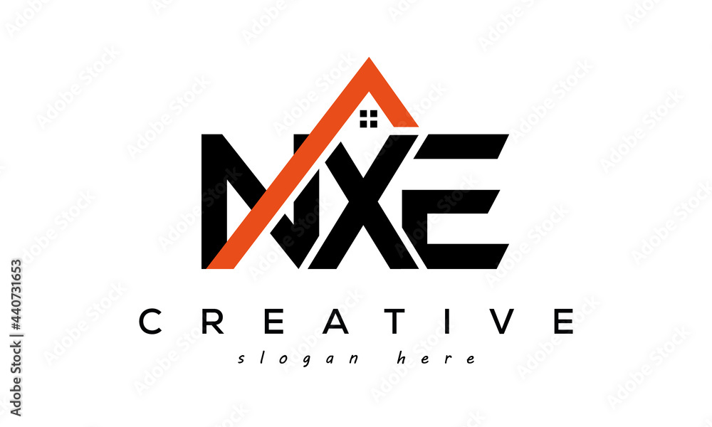 initial NXE letter real estate construction logo vector Stock Vector ...